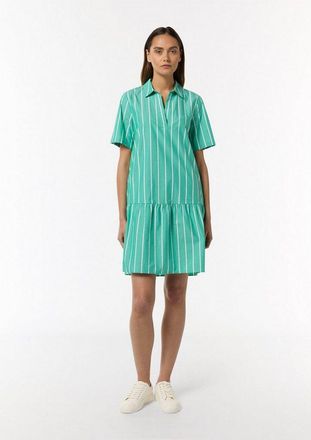 Comma Minikleid Kleid Baumwoll-Kleid mit Volant-Saum und Hemdkragen