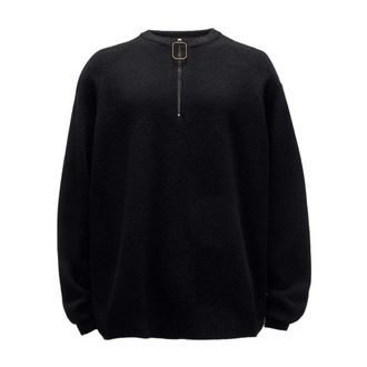 J.W.Anderson Schwarzer Merino-Wollpullover mit Rundhalsausschnitt - - Knitwear - Herren - Schwarzk - L