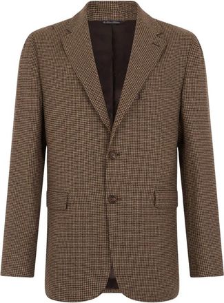 Brooks Brothers Homme, Vestes, Brun, Taille: S Blazer en Laine Pied-de-poule