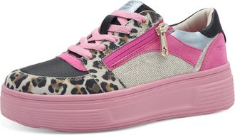Tamaris Comfort Damen Plateau Sneaker mit Reißverschluss Low Top, Mehrfarbig (Pink Multi), 37 EU