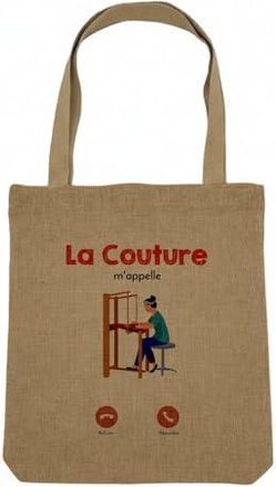 Fabulous Sac Shopping Tote Bag Aspect Lin - La Couture MAppelle Mode Loisir Fashion - Sac de Courses Toile Epaisse 360g Beige Naturel Cabas Port&eacute; Epaule Solide