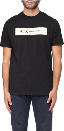 A|X Armani Exchange Homme, Tops, Noir, Taille: L T-shirt en jersey de coton