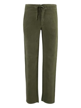 120% Lino pantalon en lin &agrave; lien de resserrage - Vert