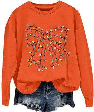 Generic Sweat-shirt de Noël à manches longues et col rond pour femme, surdimensionné, décontracté, motif de Noël, vacances, tendance, pulls à manches longues,