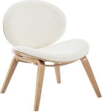 Sweeek Sweeek - Relaxsessel mit gebogenem Holz und strukturiertem Boucl&eacute;-Bezug, Strukuriertes Boucl&eacute;, Eichenfarben