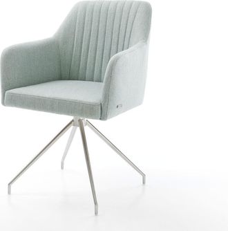 DELIFE Esszimmerstuhl Greg-Flex Stripes Mint Kreuzgestell konisch Edelstahl Taschenfederkern, Esszimmerstühle
