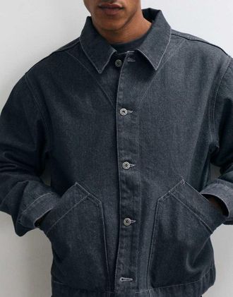 Asos veste trucker en jean en d&eacute;lavage brut noir
