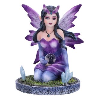Nemesis Now Kristallfee, violett, 9 cm, Harz, lila Feenfigur, Design mit Kristallen, kniende Fee, die Glaskugel h&auml;lt, Fantasy-Geschenk, gegossen aus feinstem Harz