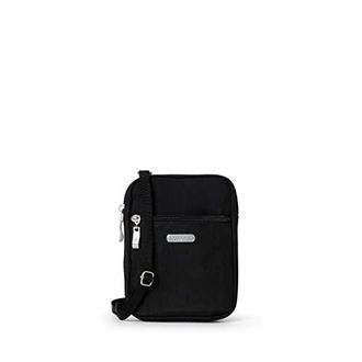 Baggallini Crossbody Bag, Essential Mini Sac Femme-Porte-Cartes RFID intégré-Petit Portefeuille bandoulière Interchangeable, Noir