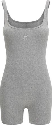 Marine Serre Moon Logo Ribbed Jersey Short Catsuit - - Jumpsuits & Playsuits - Damen - Grau - M