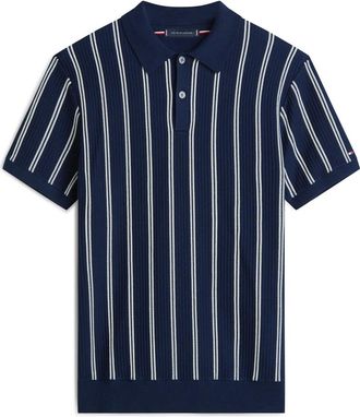 Tommy Hilfiger Strick-Poloshirt aus Baumwolle mit Logo-Aufnäher in