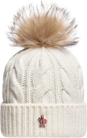 Moncler Moncler Wool & Cashmere Beanie With Pom Pom, Women, White, Size: One Size