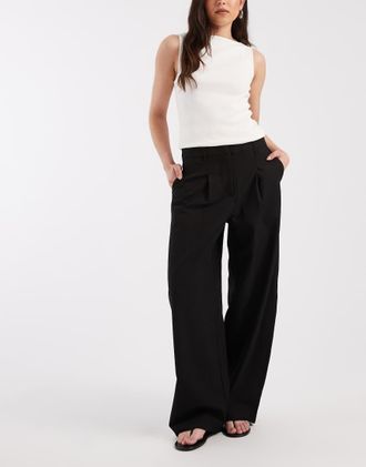 Pieces Elegante Barrel-Hose in Schwarz mit mittelhohem Bund