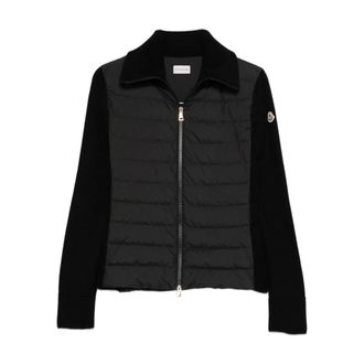 Moncler Femme, Vestes, Noir, Taille: 42 FR Cardigan Zipp&eacute; en Laine Rembourr&eacute;e