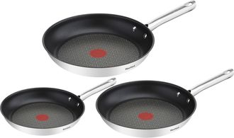 T-fal Duetto 3-teiliges Pfannenset 20,24 und 28 cm, Bratpfannen mit Thermo-Signal bei idealer Brattemperatur, Pfannen induktionsgeeignet für alle Herdarten,