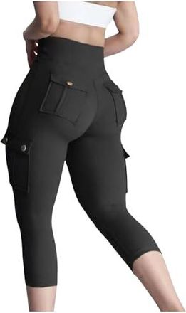 Generic Femme Leggings Slim Short de Yoga 2 en 1 avec Poche Grande Taille Décontracté Skinny Chic Stretch Pantalon Jogging DÉté té Léger Pantacourt Capri Coll