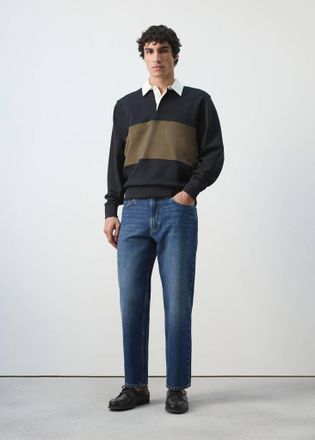 Mango Jean Sammy court coupe carotte bleu fonc&eacute; - Homme - 38 - MANGO MAN