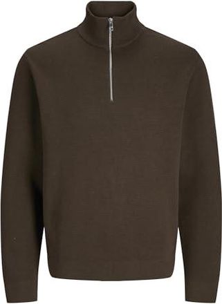 Jack & Jones Cardigan pour Homme avec Fermeture éclair Quart de Couleur Unie avec Fermeture éclair Quart, Slate Black., L