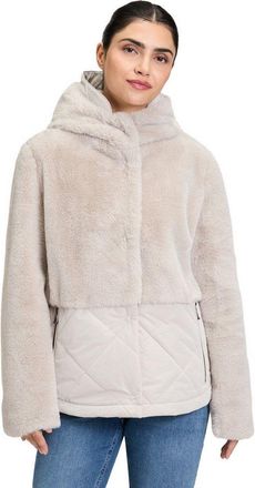 AMBER & JUNE Pl&uuml;schjacke Damen Pl&uuml;schjacke mit Kapuze