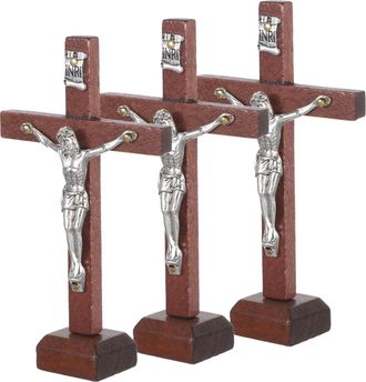 BESPORTBLE 3 Stück Stehendes Holzkreuz Tischkreuz Dekorativ Für Kirche Altar Taufe Wohnzimmer Spirituelle Holzdeko Robust Vielseitig Holz kreuzständer