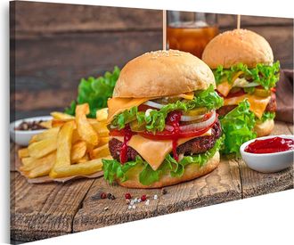 Islandburner Bild auf Leinwand Zwei Saftige Burger Mit Pommes Frites Und Cola Fast Food D&ouml;ner Laden Schnellimbi Bilder Wandbilder Poster
