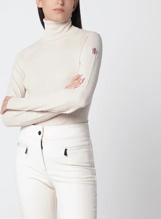 Moncler Hellbeiger Rollkragenpullover aus Wolle