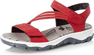 Rieker Femme Sandales 68871, Dame Sandales Fines,Chaussure dété,Sandale dété,Confortable,Plate,Rouge (Rot / 33),36 EU / 3.5 UK