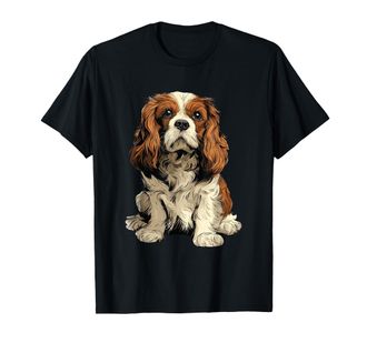 Whyitsme Design Rote und wei&szlig;e Cavalier-Abbildung eines King Charles Spaniel-Hundes T-Shirt