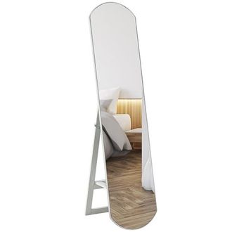 HOMCOM Bogen-Komplettspiegel 35 x 150 cm, gro&szlig;er Spiegel in voller L&auml;nge mit Regal, Wand- oder Standmontage, f&uuml;r Badezimmer, Schlafzimmer, Flur, Diele, Wei&szlig;