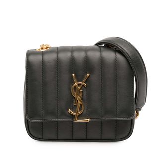 Saint Laurent Black Small Lambskin Monogram Vicky Chain Bag