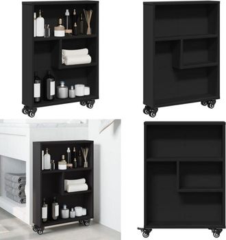vidaXL vidaXL Aufbewahrungswagen Schmal Schwarz 48x13x68 cm Holzwerkstoff