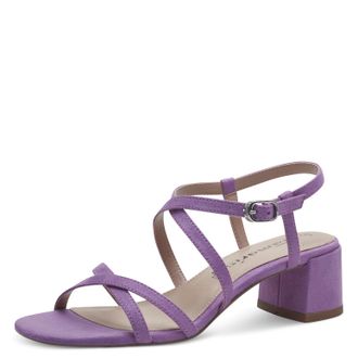 Tamaris Damen Sandalen mit Absatz Textil Vegan Blockabsatz Sommer; LIGHT PURPLE/lila; 37