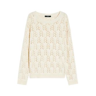Max Mara Femme, Pulls, Blanc, Taille: 38 FR Pull Teramo avec Détails Tressés