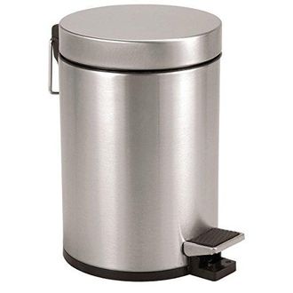 axentia Kosmetikeimer Edelstahl matt gebürstet & rostfrei-Tretmülleimer 3l-Kosmetik Mülleimer mit Deckel-Abfalleimer mit Tritt-Treteimer für Bad & WC, Silber/