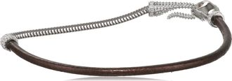 Cai women Damen-Armband SNAKE 925 Silber rhodiniert Leder Zirkonia weiß 20 cm - C1616B/90/03/20