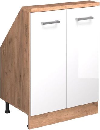 Vicco Dachschrägenschrank Rion, Goldkraft Eiche/Weiß Hochglanz, mit 2 Türen, Vicco