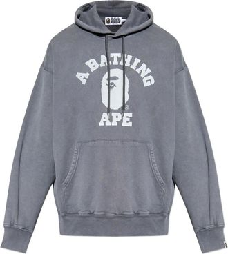 A Bathing Ape hoodie en coton à logo imprimé - Gris