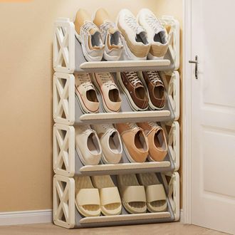 Generic Stapelbares Schuhregal mit 2/3/4 Ablagen, Offenes, Schr&auml;ges Schuhablage, Freistehendes Schuhst&auml;nder for Eingangsbereich, Wohnzimmer, Schlafzimmer, Bal