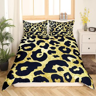 Generic Bettw&auml;sche-Set mit Leopardenmuster f&uuml;r Jungen,M&auml;dchen und Kinder,3D-Muster mit Gepardenfell im Afrikanischen Safari-Stil,Bequemer,Leichter Mikrofaser-