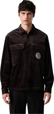 A|X Armani Exchange Chemise droite en velours c&ocirc;tel&eacute; - Homme - Vestes - Brun - Taille: M