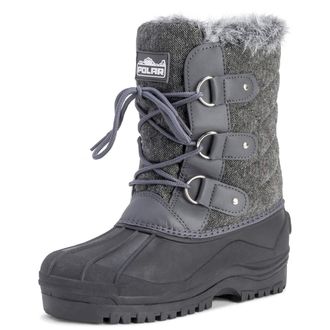 Polar Damen Short Schnee Winter Taktisch Berg Wasserdicht Hiker Mitte Wade Gehen Stiefel - Grau Textil - UK5/EU38 - YC0369