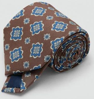 Mango Cravate soie imprim&eacute;e marron - Homme - Taille unique - MANGO MAN