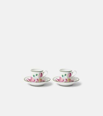 Ginori 1735 Set de 2 tasses &agrave; caf&eacute; et soucoupes Florenza Impero en porcelaine
