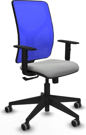 Piqueras y Crespo B&uuml;rostuhl mit hoher R&uuml;ckenlehne, mit 1D-Armlehnen, h&ouml;henverstellbare Lendenwirbelst&uuml;tze, ausgestattet mit 3 Positionen und Schneideschaum, Blau/Hellgr