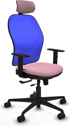 Piqueras y Crespo Ergonomischer verstellbarer Chorquera Stuhl mit 1D-Armen, h&ouml;henverstellbare Lendenwirbelst&uuml;tze und h&ouml;henverstellbares Kopfteil, Blau/Rosa