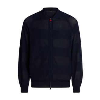 Kiton Lang&auml;rmelige Bomberjacke mit Rei&szlig;verschluss - - Jackets - Herren - Blau - M