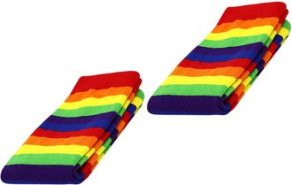 Soimiss 2 Paar Regenbogen Kniestr&uuml;mpfe Bunt Gestreifte Kniestr&uuml;mpfe Lange R&ouml;hrensocken Clownsocken f&uuml;r Kinder Kinder