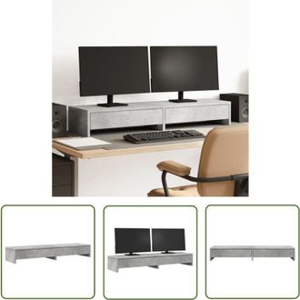 vidaXL The Living Store - vidaXL Monitorst&auml;nder mit Schubladen Betongrau 100x27x15 cm