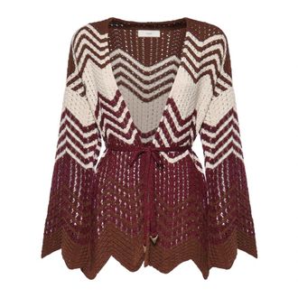 Akep Chevron Cardigan - - Knitwear - Damen - Rot - S