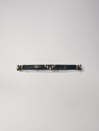 Maje Ceinture Mix M&eacute;tal Et Cuir - Noir - Maje